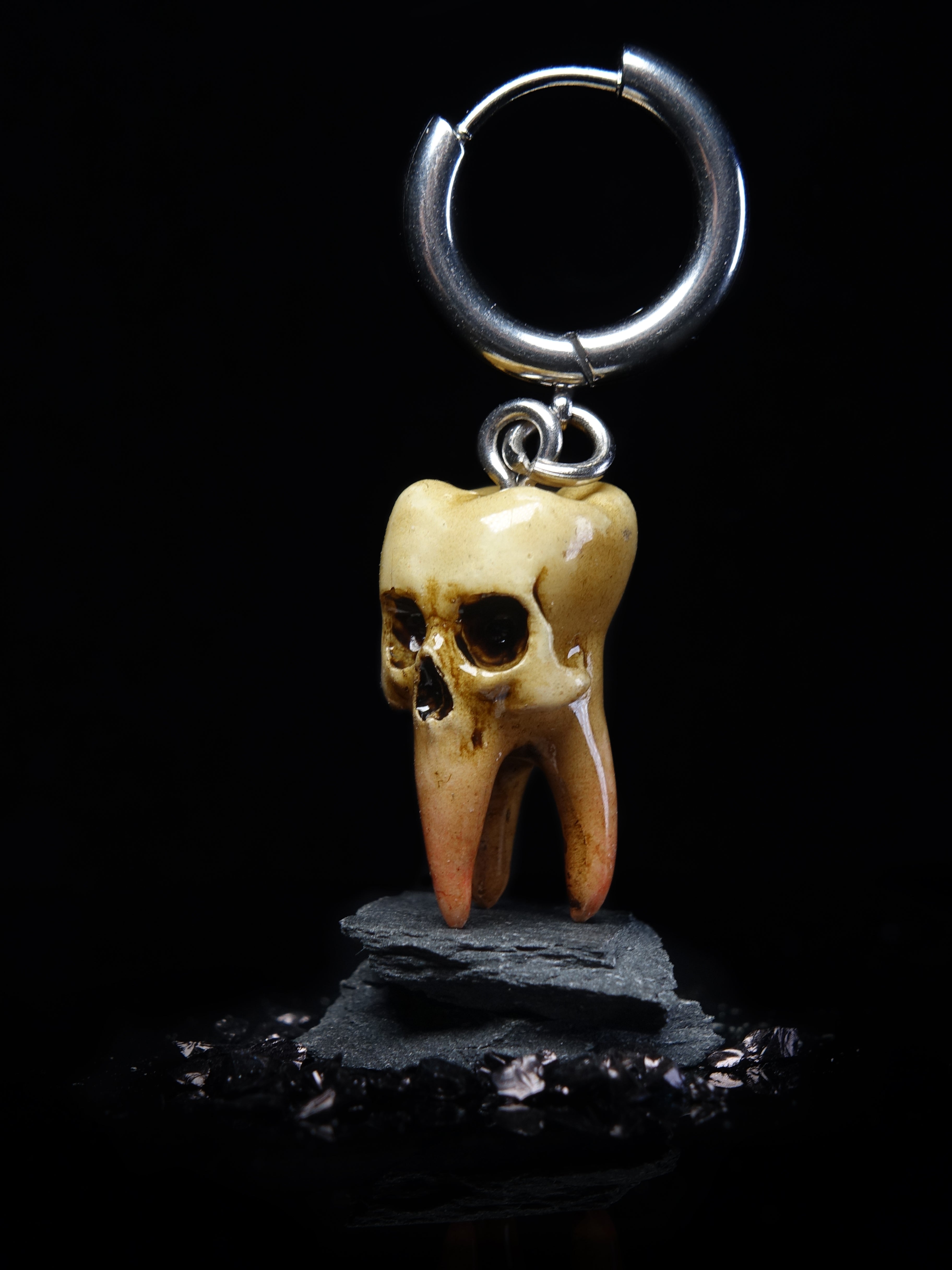 Skull Tooth Old Glossy Earrings (Pair) – Fright Light Studio